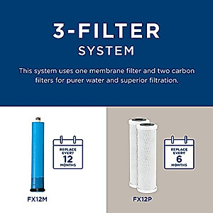GE Reverse Osmosis System & Under Sink Water Filter | Faucet & Easy Install Kit Included | Premium Filtration Reduces Lead, Chlorine & More | Replace Filters Every 6 Months | GXRM10RBL