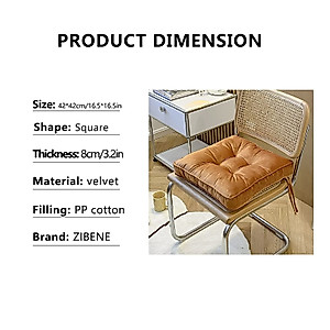 Square Dining Room Chair Cushions Set of 6, Chair Pads for Dining Chairs 6 Pack with Ties, Extra Thick Seat Cushion with Anti-Slip Straps and Hidden Zipper, Durable Velvet Cover Cyan