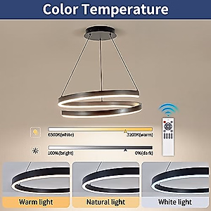 SHIKHO Modern LED Pendant Light Fixture Remote Control Dimmable 3000-6000K Black Chandelier Adjustable Hanging Light for Living Room Dining Room Kitchen Island Bedroom Foyer