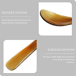 Operitacx Buffalo Horn Spoon Caviar Spoons: Dessert Serving Spoons 4pcs Mustard Jam Spoon Wonton Soba Rice Ramen Appetizer Soup Coffee Espresso Spoons