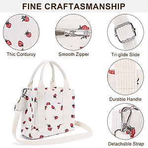 Corduroy Tote Bag Small Satchel Bag for Women Crossbody Bag Purse with Zipper Casual Hobo Handbag