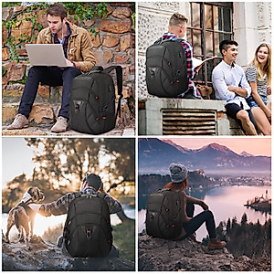 Laptop Backpack 17 Inch with Cable Organizers Large Travel Backpack for Men Women TSA Friendly Waterproof Backpack with USB Charging Port Work College Business Computer Bag for 17.3 Inch Laptop, Black