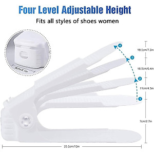 YIHATA Shoe Slots Organizer 20 Pack, Adjustable Shoe Stacker Space Savers 50%, Upgrade Double Deck Shoe Rack Holder for Closet Organization, White