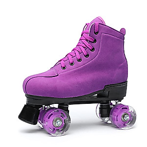 Women's Roller Skates Outdoor Suede Quad Skates Purple Size 38