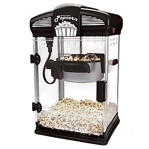 West Bend Stir Crazy Movie Theater Popcorn Popper, Gourmet Popcorn Maker Machine with Nonstick Popcorn Kettle, Measuring Tool and Popcorn Scoop for Popcorn Machine, 4 Qt., Black