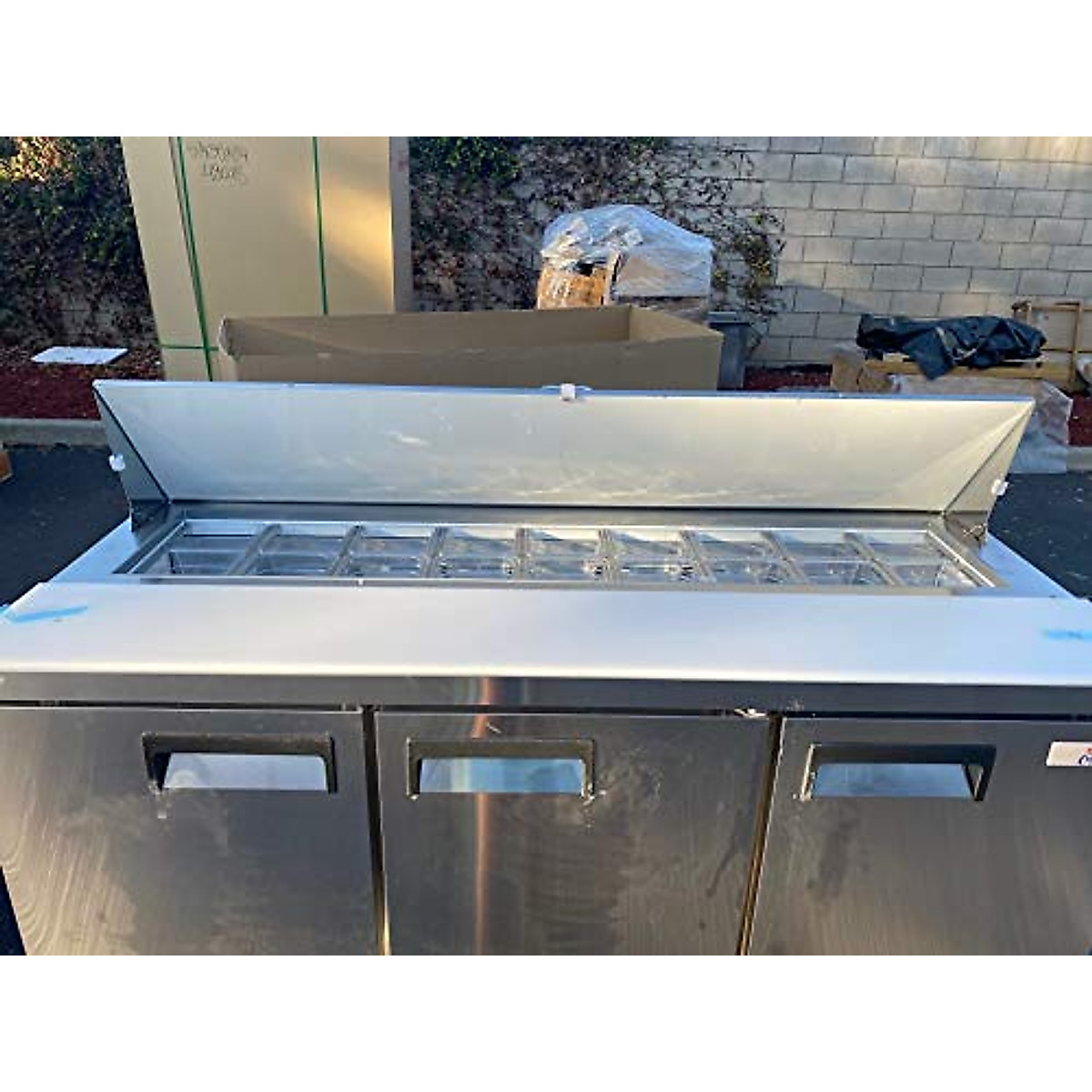 Commercial Refrigerated Sandwich Prep Table 3-door 72" Salad Stainless Steel Refrigerator for Restaurant Kitchen 70" W x 30"D x 42"H inch 33℉-41℉-XSP72