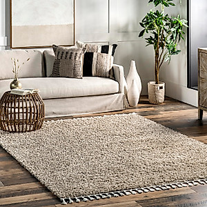 nuLOOM Neva Modern Tasseled Shag Area Rug, 8x11, Beige