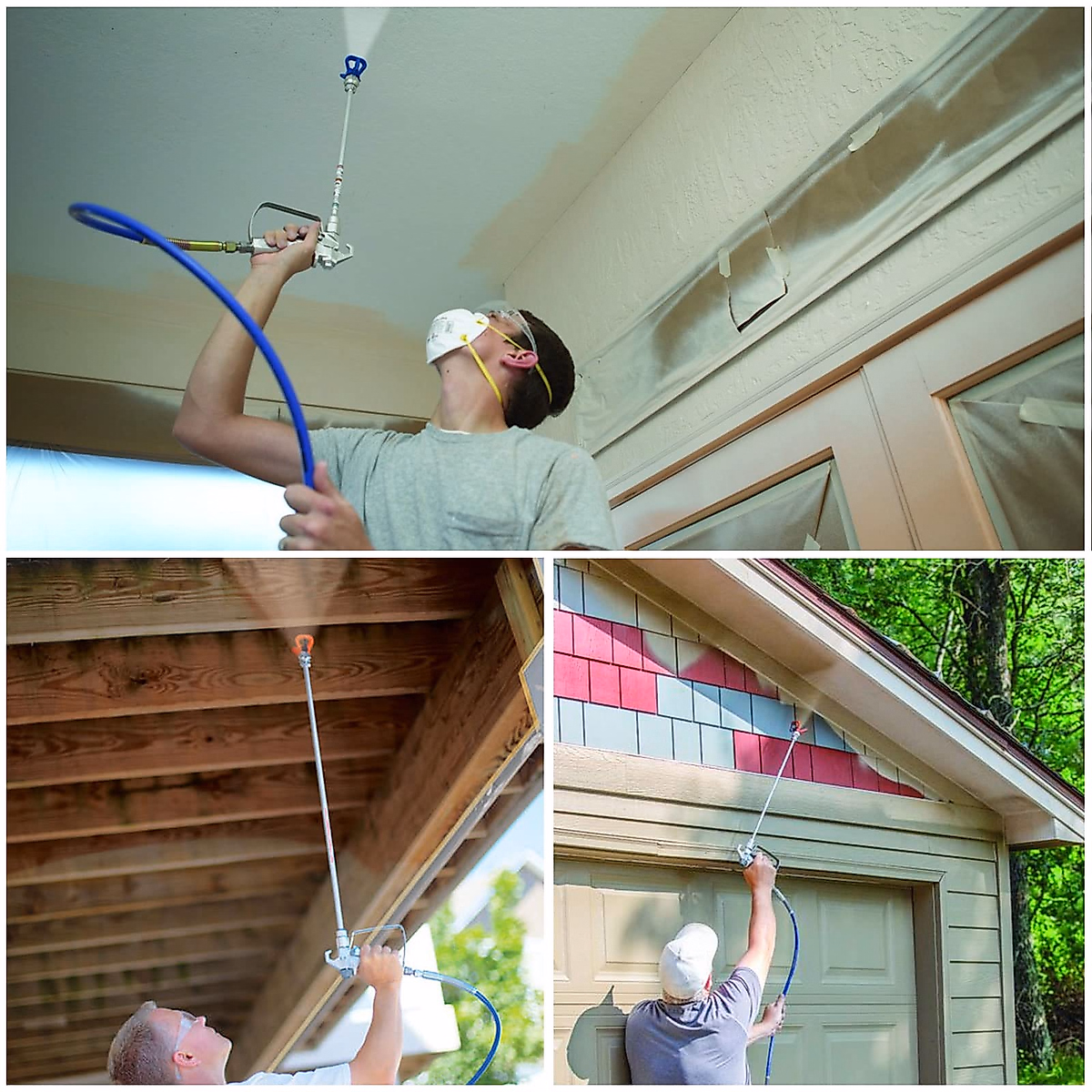 JMIATRY 3 Packs Airless Paint Sprayer Extension, 3 Size Paint Sprayer Extension Wand with Red Guard, Paint Sprayer Extension Pole for Airless Sprayers (8 inch / 12 inch / 15 inch)