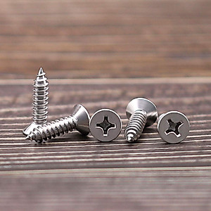 #8 x 3/4" (100 pcs) Stainless Steel Flat Head Sheet Metal Screws, Phillips Drive Wood Screws, 304 Stainless Steel 18-8, Self Tapping Screws