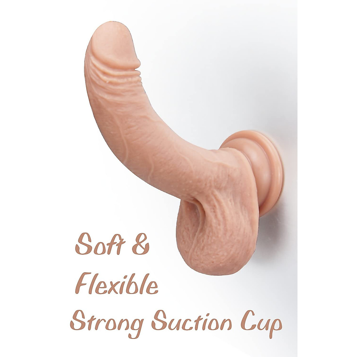 7 Inch Realistic Silicone Dildo for Beginner, Small Size Sex Toy-Ultra Soft Dildo Women with Strong Suction Cup, Lifelike Penis for Hands-Free, with Balls for Vaginal G-spot and Anal Play 4.9", Flesh