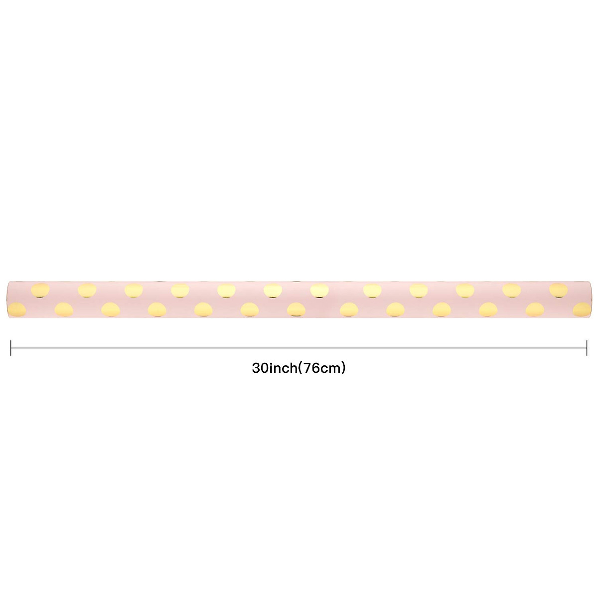 RUSPEPA Wrapping Paper Roll - Gold Foil Dots Baby Pink Background Design for Wedding, Birthday, Shower, Congrats, and Holiday - 30 inches x 32.8 feet