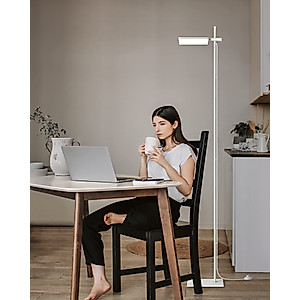 VISDANFO Modern Floor Lamp, 360 Degree Rotation Sky LED Floor lamp Office Lighting, Bright LED Standing Pole Light, Tall Lamps for Living Room,Bedroom,Reading,Study Room (White)