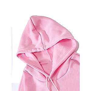 DIDK Women's Casual Pullover Long Sleeve Drawstring Hoodie Sweatshirt with Pockets Light Pink M