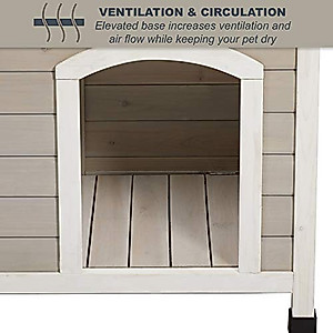 MidWest Homes for Pets Eilio Folding Outdoor Wood Dog House, No Tools Required for Assembly | Dog House Ideal for Medium Dog Breeds, Beige (12EWDH-M)