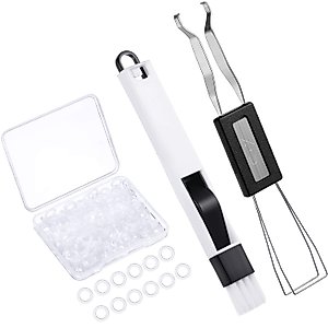 202 Pieces Keyboard O Rings Switch Puller Keycap Removal Tool Kit Includes Keyboard Puller Keycap Removal Tool Door Window Track Cleaning Brush 200 O Ring Switch Dampeners (Black, Transparent)