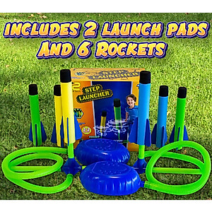 Toy Rocket Launcher for Kids: Best Girls & Boys Toys Stomp Dual Air Rockets Foam Mortar Launcher Kit. Rocket Toy for Kids Age 5 6 7 8 9 10 Year Old Kid. Fun Outside Toys & Cool Boy Gifts Outdoor Toys