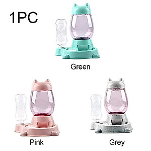 Yuhoo 2 in 1 Automatic Pet Feeder, Detachable Dog Cat Water Food Pet Automatic Dispenser, Gravity Principle Drink Fountain Pet Feeding Bowl (Green), free size