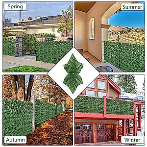 OUSHENG 118x39in Artificial Ivy Fence Privacy Screen Cover with Flowers, Faux Vines Leaf Covering Grass Wall Decoration for Outdoor Patio Balcony Apartment Backyard Deck Garden