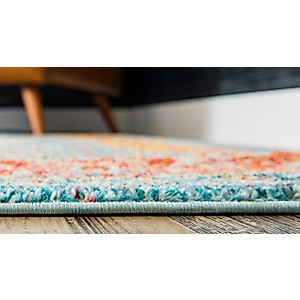 Unique Loom Vita Collection Bright Over-Dyed Traditional Vintage Area Rug, 8 ft x 10 ft, Blue/Orange