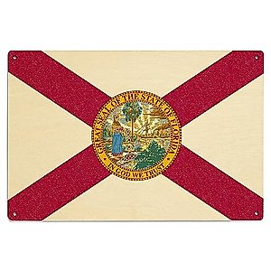 Lantern Press 6x9 Inch Wood Sign, Ready to Hang Wall Decor, Florida State Flag, Letterpress