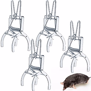 Mole Trap, Mole Whacker Trap, Galvanized Steel Gopher Trap, Reusable Vole Traps, Pest Control Traps for Gopher Vole Lawn Outdoor (4 Pieces)