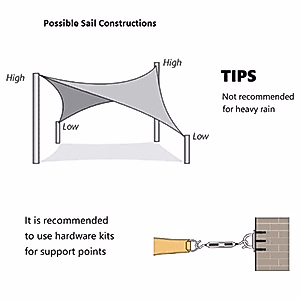 AsterOutdoor Sun Shade Sail Rectangle 6' x 10' UV Block Canopy for Patio Backyard Lawn Garden Outdoor Activities, Sand