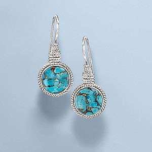 Ross-Simons Turquoise Roped Drop Earrings in Sterling Silver