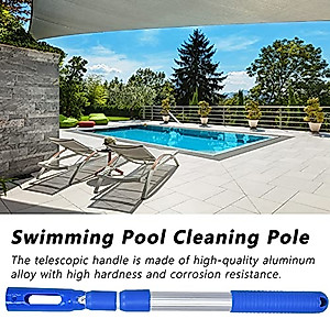 EBTOOLS Professional Anodized Aluminum Telescopic Swimming Pool Pole,Adjustable 3 Piece Expandable Step-Up,for Skimmer Nets, Vacuum Heads and Brushes, Strong Grip & Lock