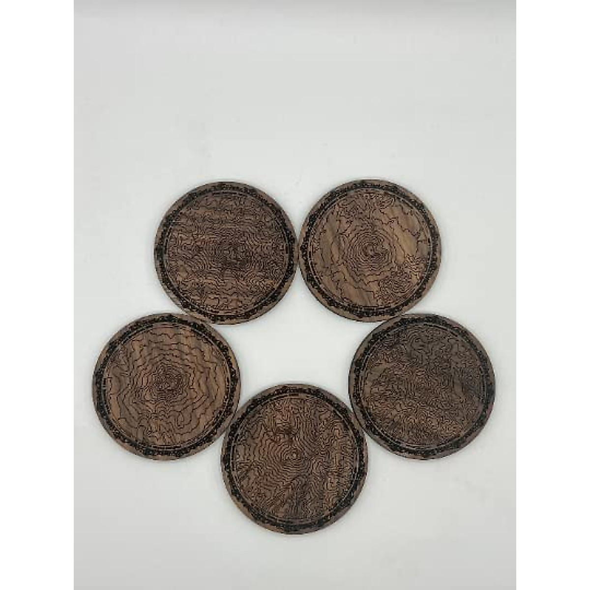Pacific Northwest Mountains Wooden Coasters | Set of 5 | Topography Coasters Active (Poplar)