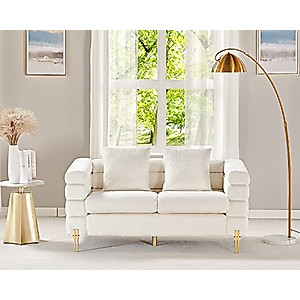 AMERLIFE Loveseat Sofa, 2 Seater Couch- Deep Seat Sofa Couch, Comfy Sofa for Living Room- White Sofa
