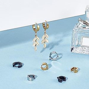 UNICRAFTALE 12 Pcs 3 Colors 304 Stainless Steel Huggie Hoop Earrings Findings 12~15.5mm Long Hoop Earrings DIY Hypoallergenic Huggie Earrings with Loop for Women DIY Earring Jewelry Making