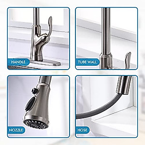 Pull Down Kitchen Sink Faucet, Single Handle High Arc Pull Out Kitchen Faucet with Sprayer, Commercial Modern rv Gooseneck Sink Faucet, Grifos De Cocina (Brushed Nickel Silver)