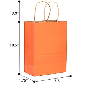 qiqee 32-Packs Paper Bags with Handles Bulk 7.6"x4.75"x10.5" Medium Gift Bags 16 Different Senior Color Bags Multiple Uses（Medium Size）