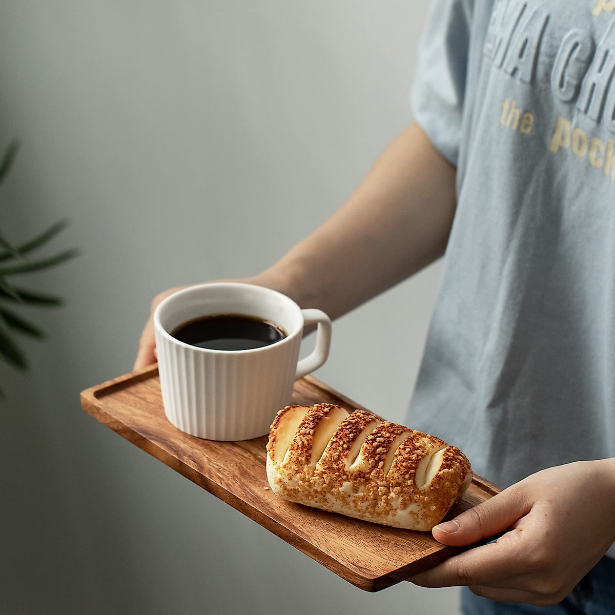 Vandroop Wooden Serving Platter, Small Decorative Trays for Parties, Appetizers, Tea/Coffee, and Cheese, Handcrafted Wooden Board Set of 2 (9.8"×4.6")