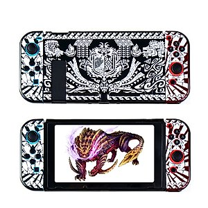 RHOTALL Hard Shell Compatible with Nintendo Switch for Monster Hunter Rise Sunbreak Style, Dockable Case for Switch, Protective Accessories Cover Case for Switch and Joy Con Controller, Black & White