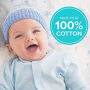 Kushies Baby Fitted Bassinet Sheets - 30 x 18 x 2 Bassinet Mattress Mini Crib Sheets - Blue Scribble Stars Bassinet Cover Mini Crib Mattress - Mattress For Playpen & Bed Side Bassinets Mini Crib Sheet (S335605)