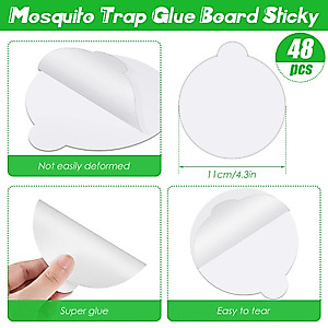 Kittmip 48 Pack Insect Trap Refillable Glue Boards Sticky Fruit Fly Trap Mosquito Fly Killer for Mosquitoes Fruit Flies Gnats Moths Fits Most Models Indoor Outdoor Lamp(Round)
