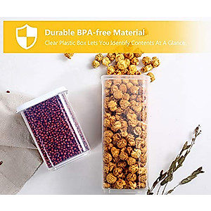 Airtight Food Storage Container Set with Lids, 9 pcs Plastic Food Container BAP Free Kitchen Pantry Organization and Storage Canisters for Organizing Flour Sugar Cereal with 12 Labels & Marker, White