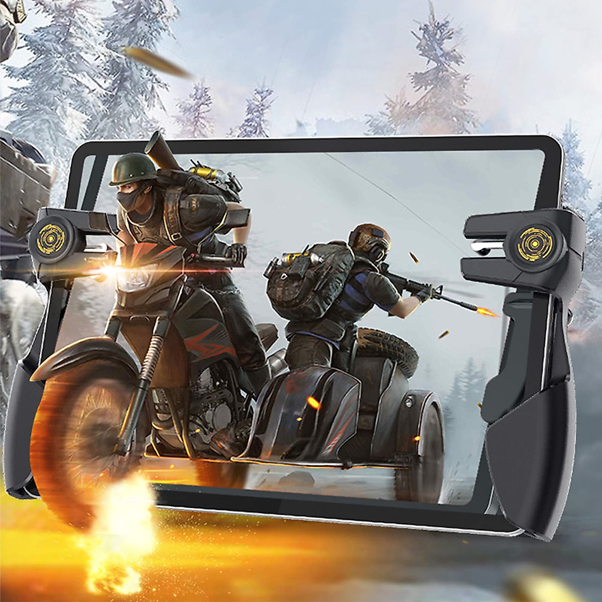 HUAYUWA Tablet Game Joystick Trigger Handle 6 Finger L1R1 Shooter Fire Aim Button Controller Fits for iPad Android Tablet PUBG Game Accessories