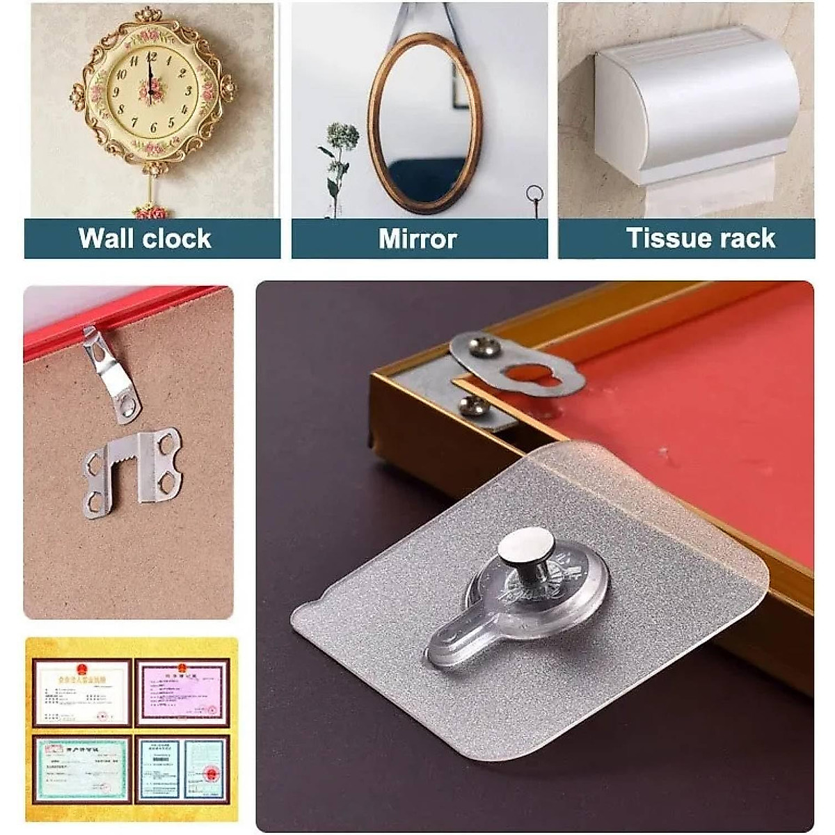VESTURA Adhesive Wall Hooks for Wall Without Drilling, Self Adhesive Hooks for Wall Heavy Duty Strong Nail Free for Hanging Photo Frame, Wall Clock, Kitchen Accessories Items(Round Hook - 15)