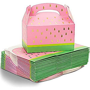 BLUE PANDA Watermelon Party Favor Boxes for Kids Birthday & Parties (Foil, 36 Pack)