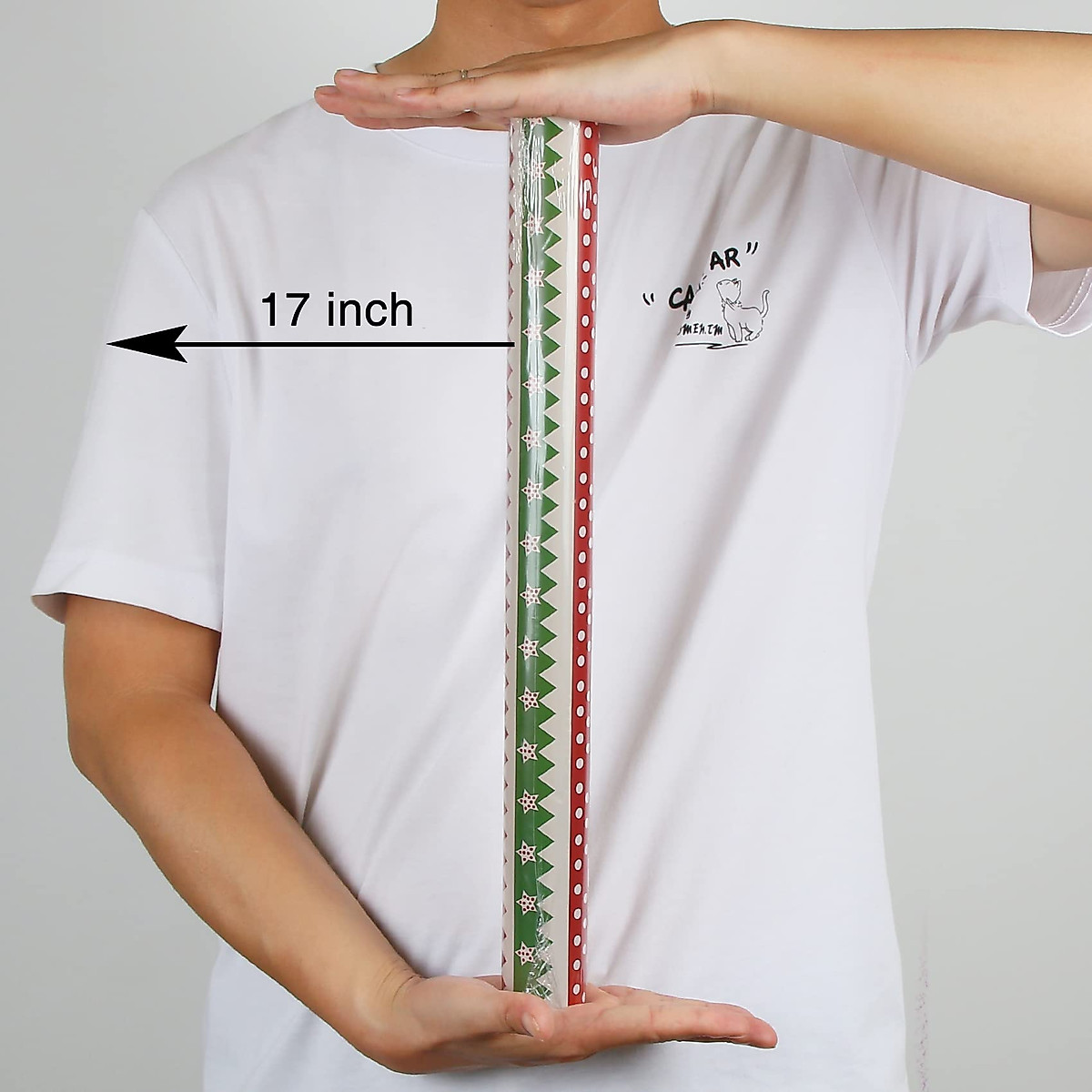 Aimyoo Vintage Red Green Christmas Wrapping Paper Jumbo Roll, Xmas Gift Wrap Paper 17 in x 32 ft, Snowflakes Bows Stars Dots Stripes Design