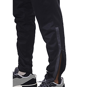 Spalding Mens Tricot Tapered Zipper Track Training Active Pants Jogger Sweatpants Black/Gravel Small