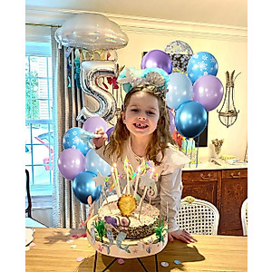 Purple and Blue Party Balloons Kit, 50pcs Blue Silver Purple Balloons 12 Inch Snow Balloons for Girls Theme Party Supplies Ice Snow Theme Birthday Baby Shower Winter Party Decorations