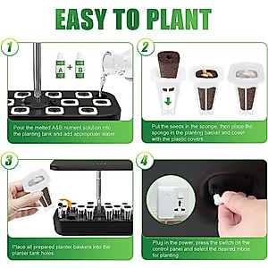 Wosnows Seed Pods Kit for Hydroponics Growing System, Seed Starter Pods with 12pcs Grow Sponges, 12pcs Plastic Covers, 12pcs Baskets Kit, Hydroponics Garden Kit Replacements for Plant Germination