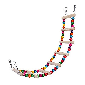 Mogoko Wooden Bird Ladders and Rope Swing Set, Cage Hanging Bridge Toys for Small Parakeets Cockatiels, Lovebirds, Conures, Macaws, Lovebirds, Finches