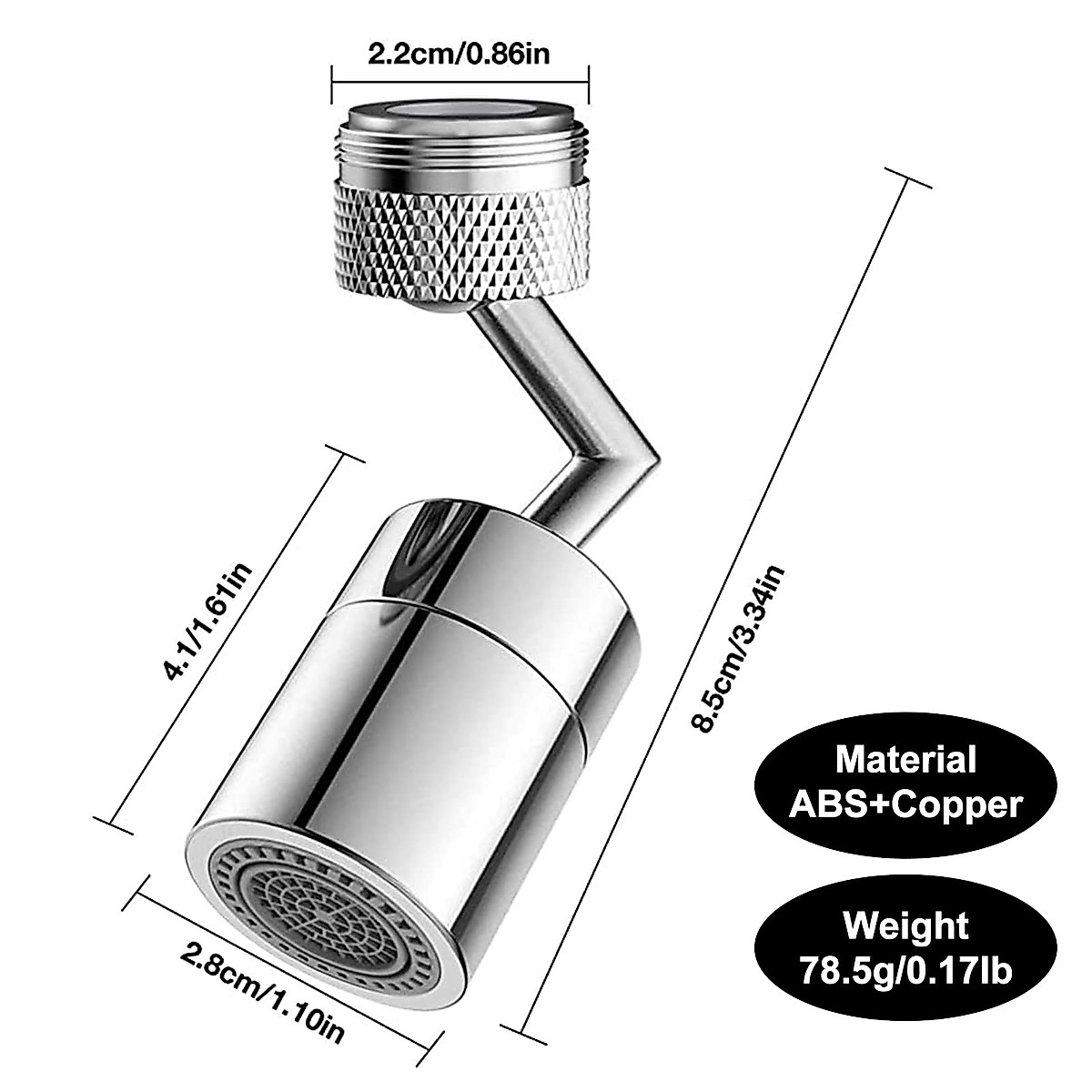 VJJB Faucet Extender,Universal Splash Filter 720 Rotating Faucet, Swivel Sink Faucet Aerator for Face Washing, Eye Flush and Gargle, 2 Water Outlet Modes for Kitchen and Bathroom Sink (With Adapter)