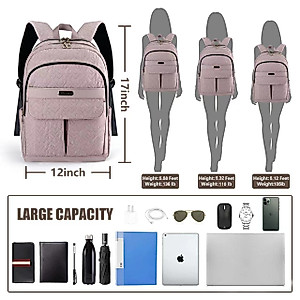 Laptop Backpack for Women Travel Backpack HXLGMD 17 Inch Computer Bags College School Bookbags with USB Charging Hole,Large Capacity Computer Backpacks for Work Business, Pink