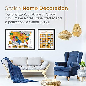 TRIPA TRIPS White Scratch off Map of United States & All 63 US National Parks Poster - Easy-to-Scratch 50 Landmarks & Flags - 24x17 Large Scratch off USA Map + Travel Map Kit - Gift for Travelers