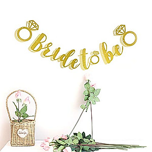 Honbay Glitter Gold Bride to Be Banner with Diamond Ring, Bridal Shower Party Supplies Decorations (Gold)